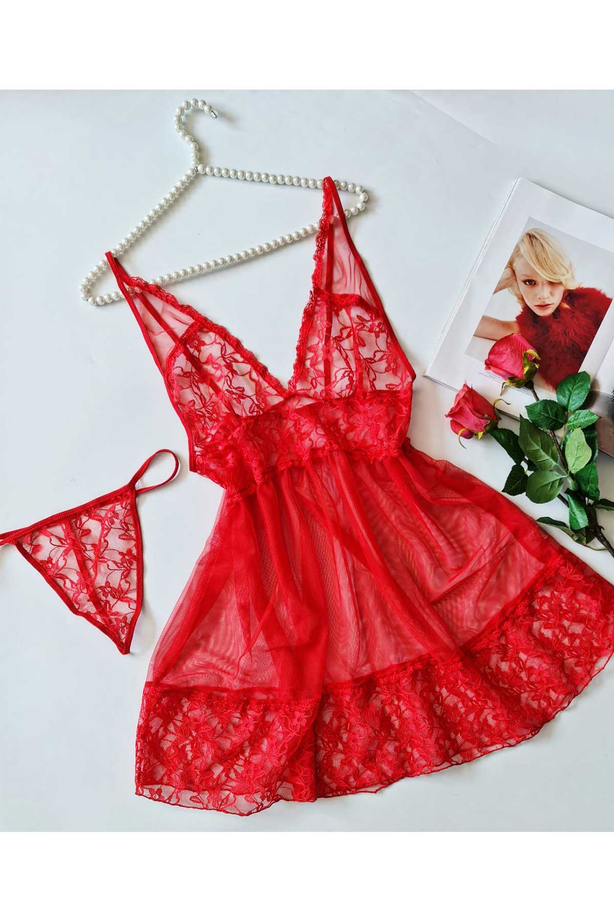 Springe Red gecelik takımı 6062 Gecelik ÇeyizeDairHerşey